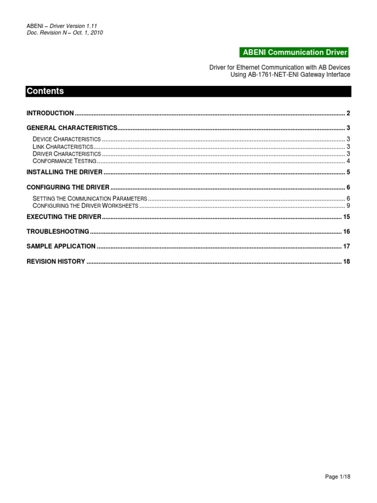 ABENI Communication Driver | PDF | Device Driver | Programmable Logic Controller