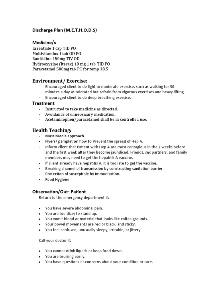 Discharge Plan | PDF | Healthy Diet | Foods