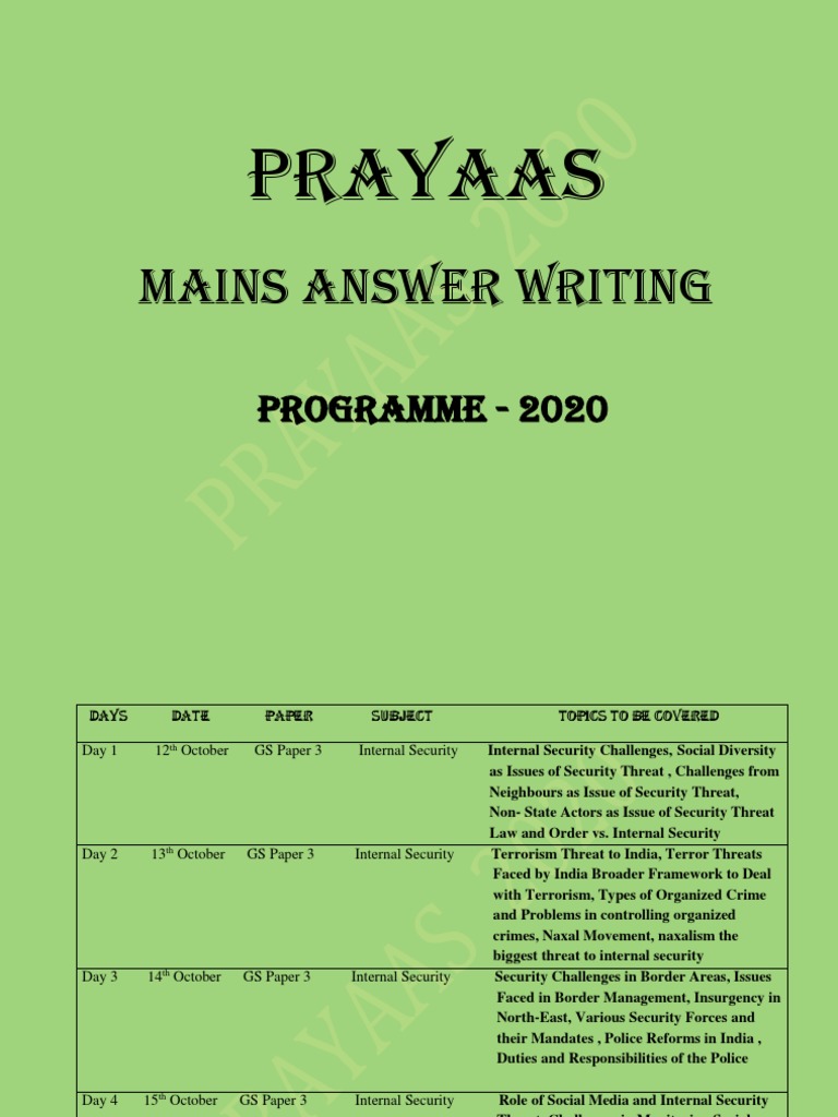 Prayaas Mains Answer Writing Programme 2020 | PDF | Environmental ...