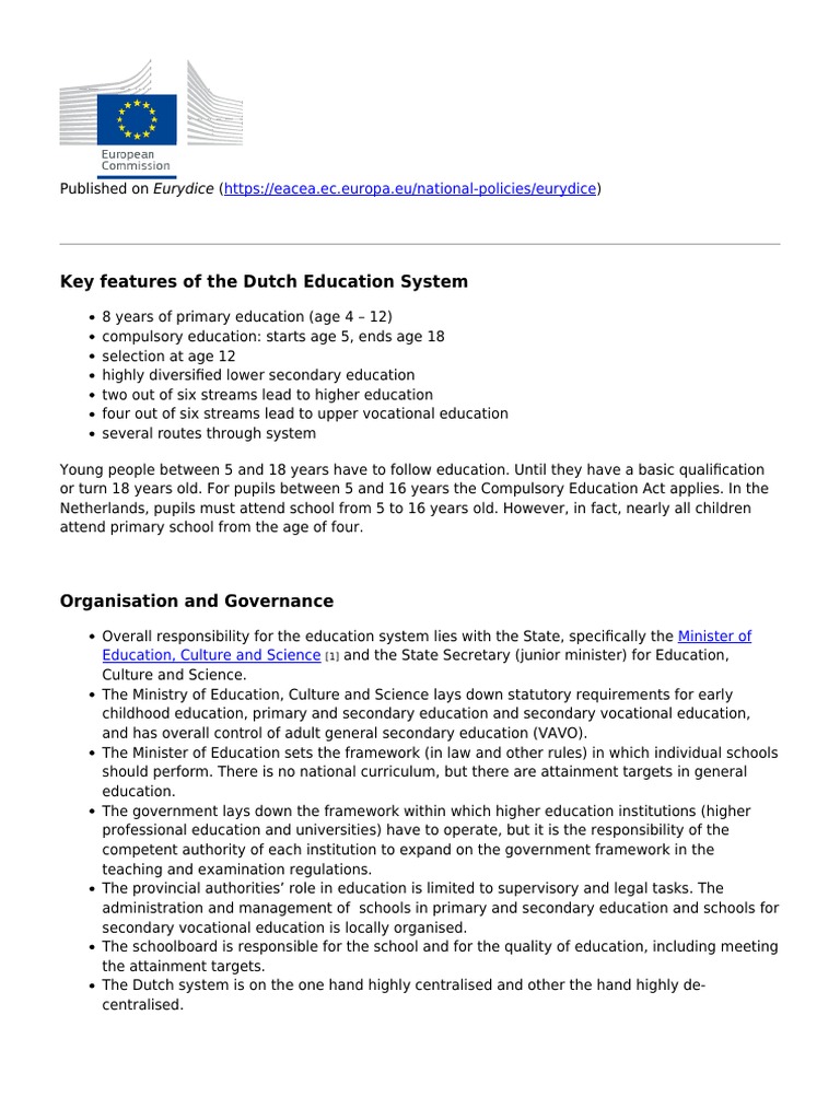 Key Features of The Dutch Education System | PDF | Academic Degree ...