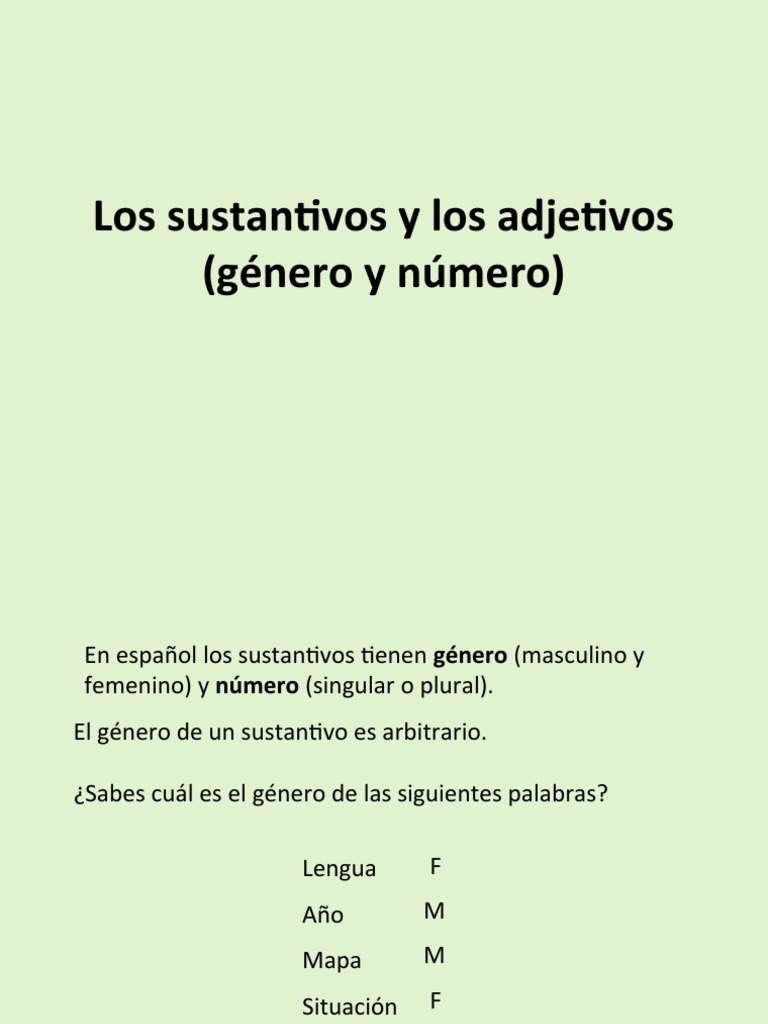Género y número en sustantivos y adjetivos | PDF | Género gramatical ...