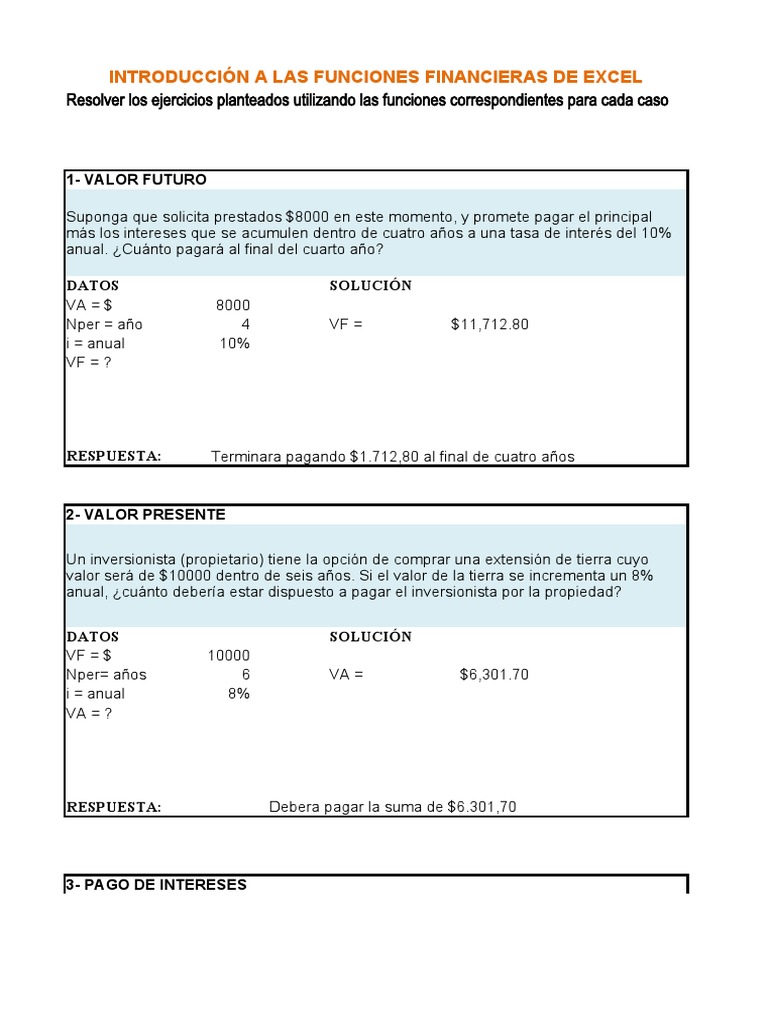Funciones Financieras en Excel | PDF | Interés | Bancario