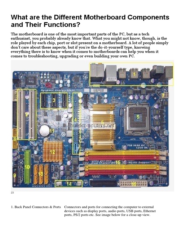 What Are The Different Motherboard Components and Their Functions PDF ...