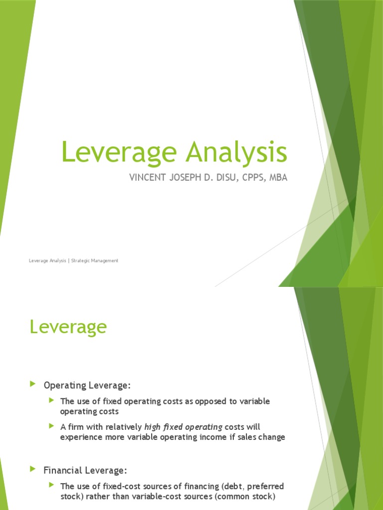 Leverage Analysis: Vincent Joseph D. Disu, CPPS, Mba | PDF | Leverage ...