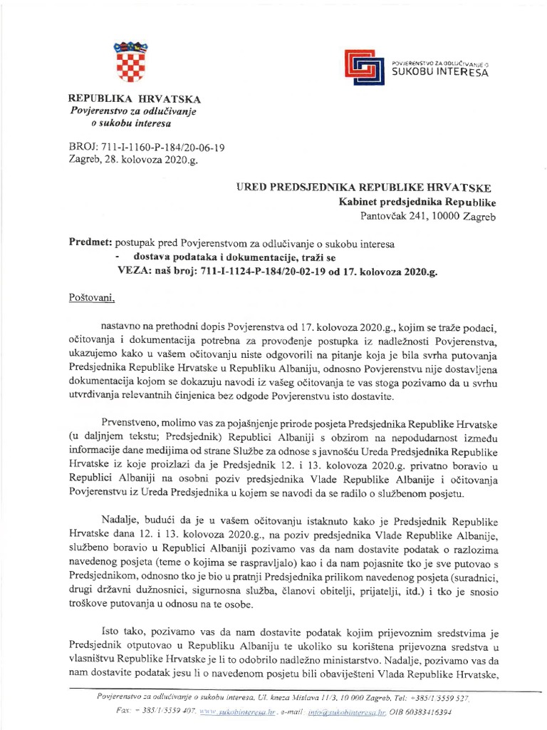 Dopis Ured Predsjednika | PDF