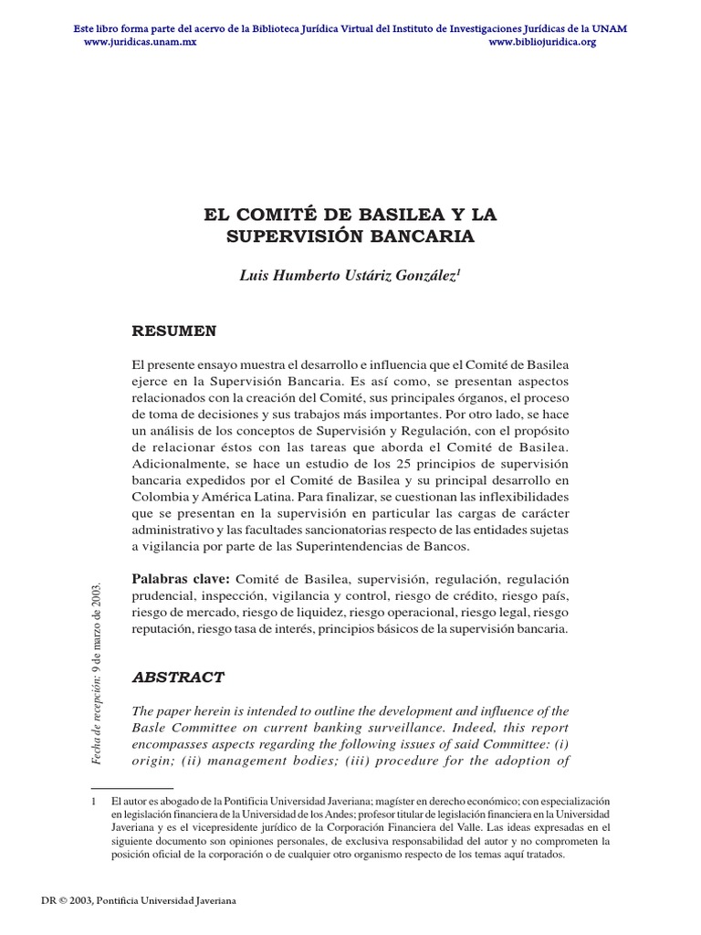 Comite de Basilea | PDF | Sistema financiero | Banco de acuerdos ...