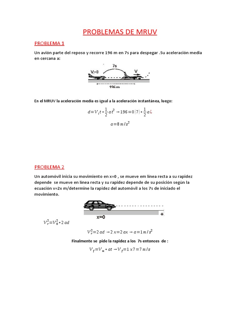 Problemas de Mruv | PDF