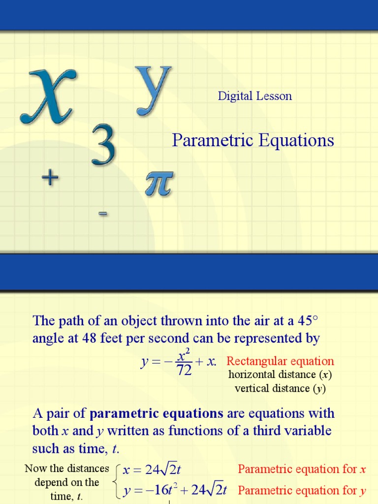 Parametric Equations: Digital Lesson | PDF | Mathematical Relations ...