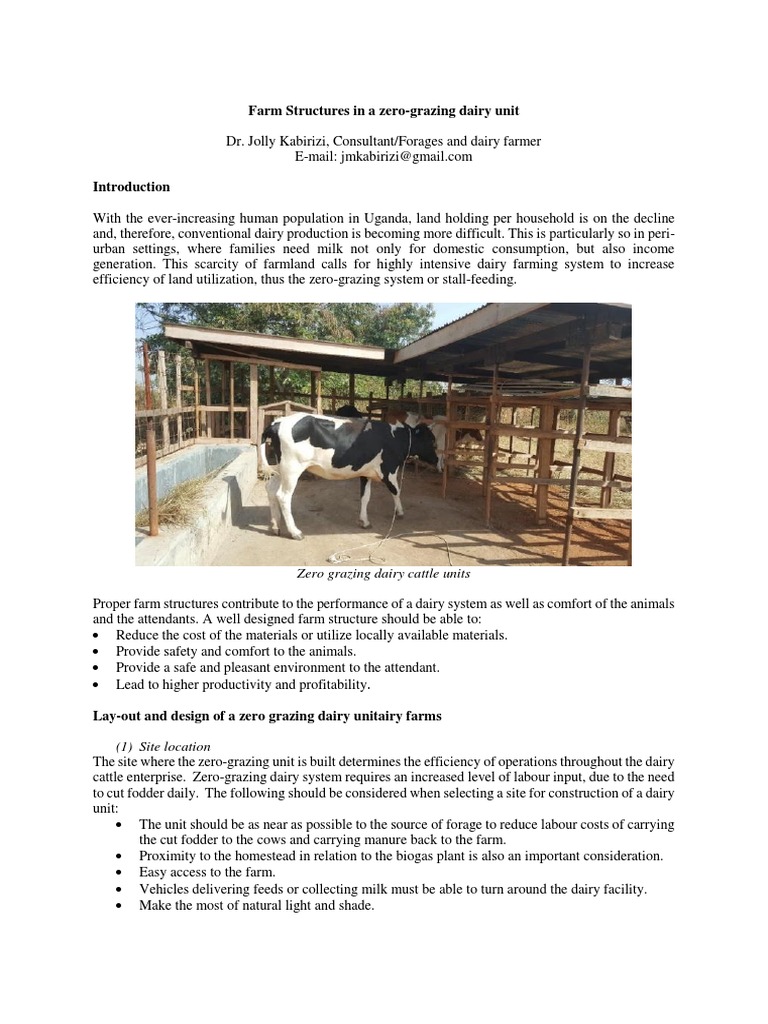 Farm Structures Under Zero Grazing Dairy Unit | PDF | Dairy Cattle | Cattle