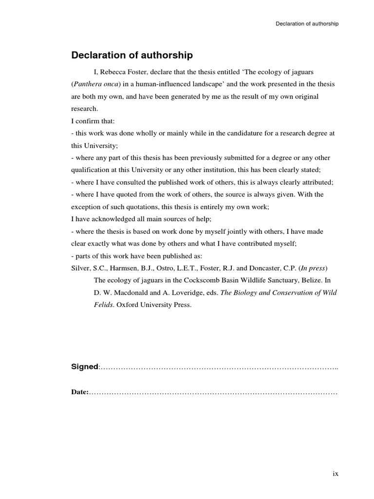 Declaration of Authorship: Signed | PDF