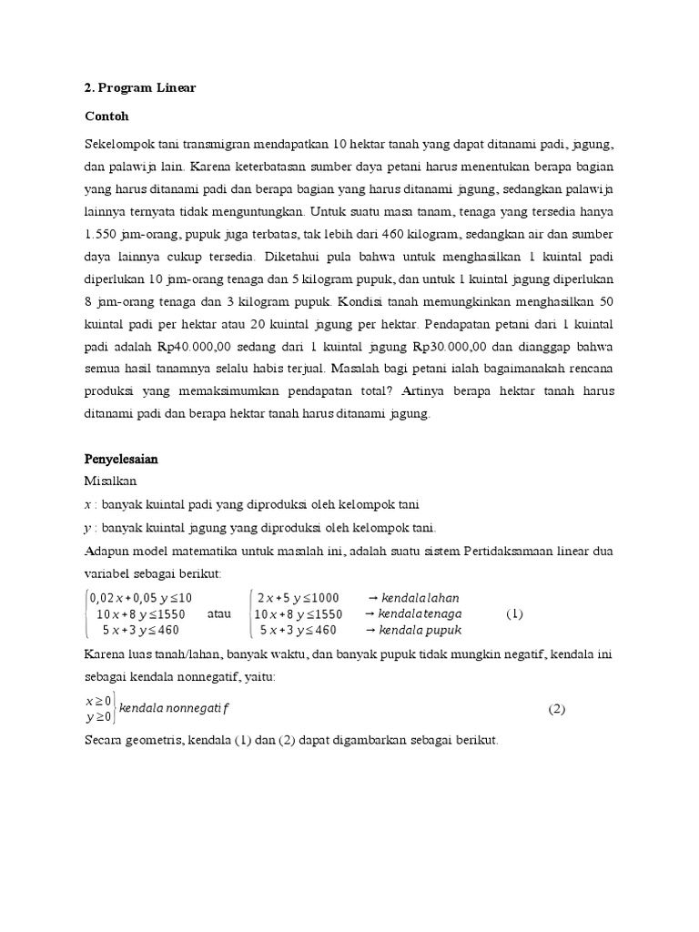 Optimasi Pendapatan Tani dengan Program Linear | PDF