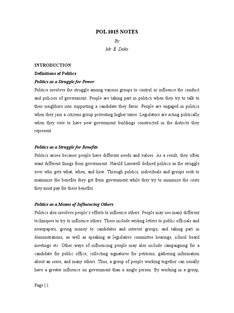 Pol 1015 Notes | PDF | Sovereignty | Science