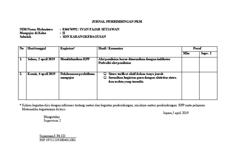 Jurnal Pembimbingan PKM Ivan Fajar | PDF