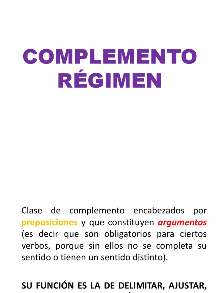 Complemento Régimen | PDF | Preposición y Postposición | Verbo