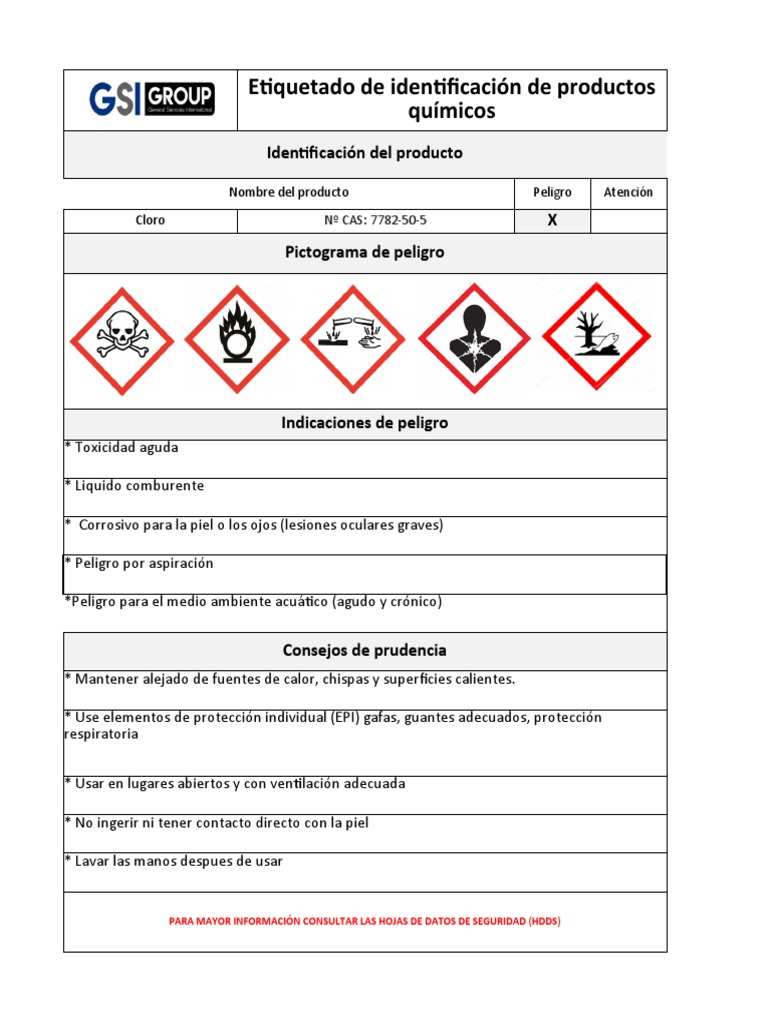 6 - Ficha de Seguridad CLORO (Sga) | PDF