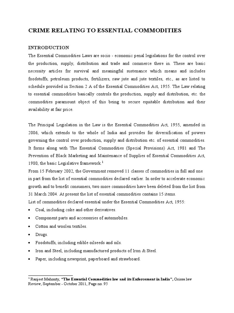 Crime Relating To Essential Commodities | PDF | Bail | Sentence (Law)