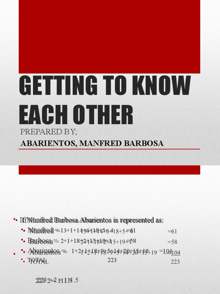 Getting To Know Each Other | PDF