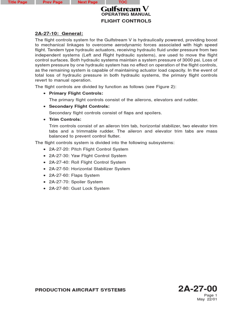 Gulfstream GV-Flight - Controls PDF | PDF | Flight Control Surfaces ...