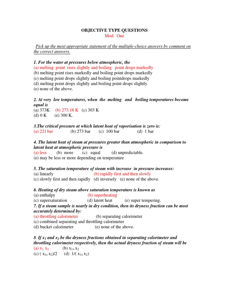 Steam Exam Sample Questions | PDF | Steam Engine | Boiler
