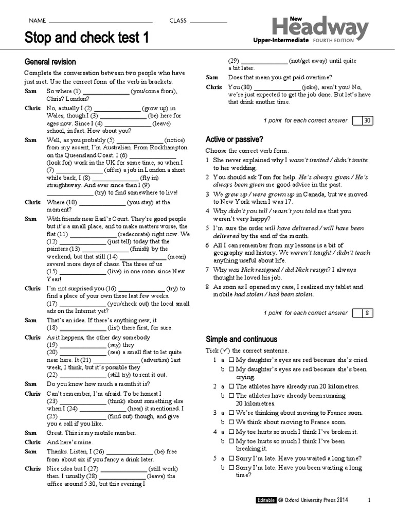 Stop and Check Test 1 | PDF