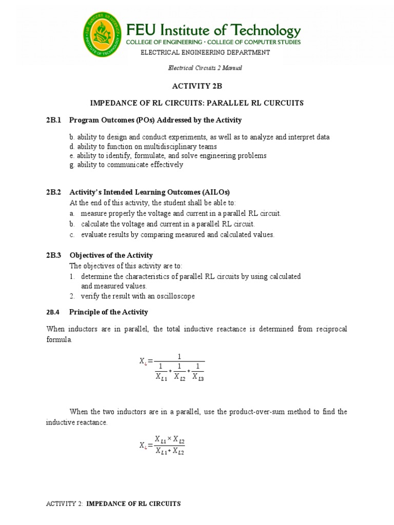 Activity 2B Impedance of RL Circuits: Parallel RL Curcuits 2B.1 Program ...