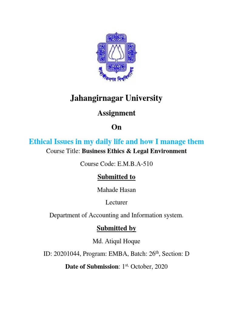 Ethical Issues in Daily Life and How To Manage Them | PDF | Social ...