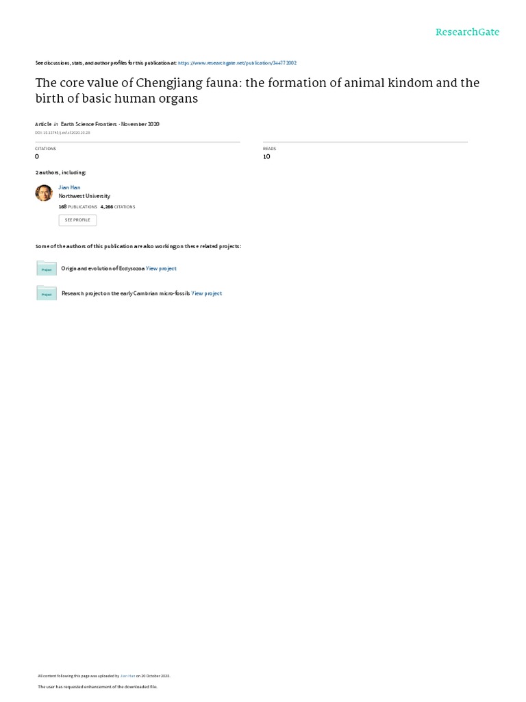 The Core Value of Chengjiang Fauna: The Formation of Animal Kindom and ...