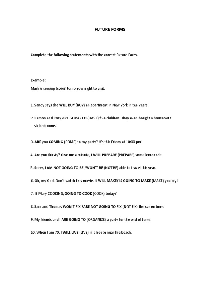 VIVIANA AVILA - Future Forms (Exercise) | PDF