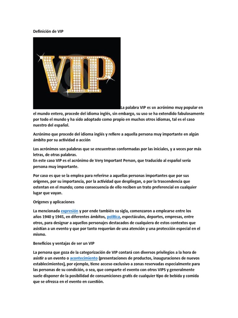 Definición de VIP | PDF | Business