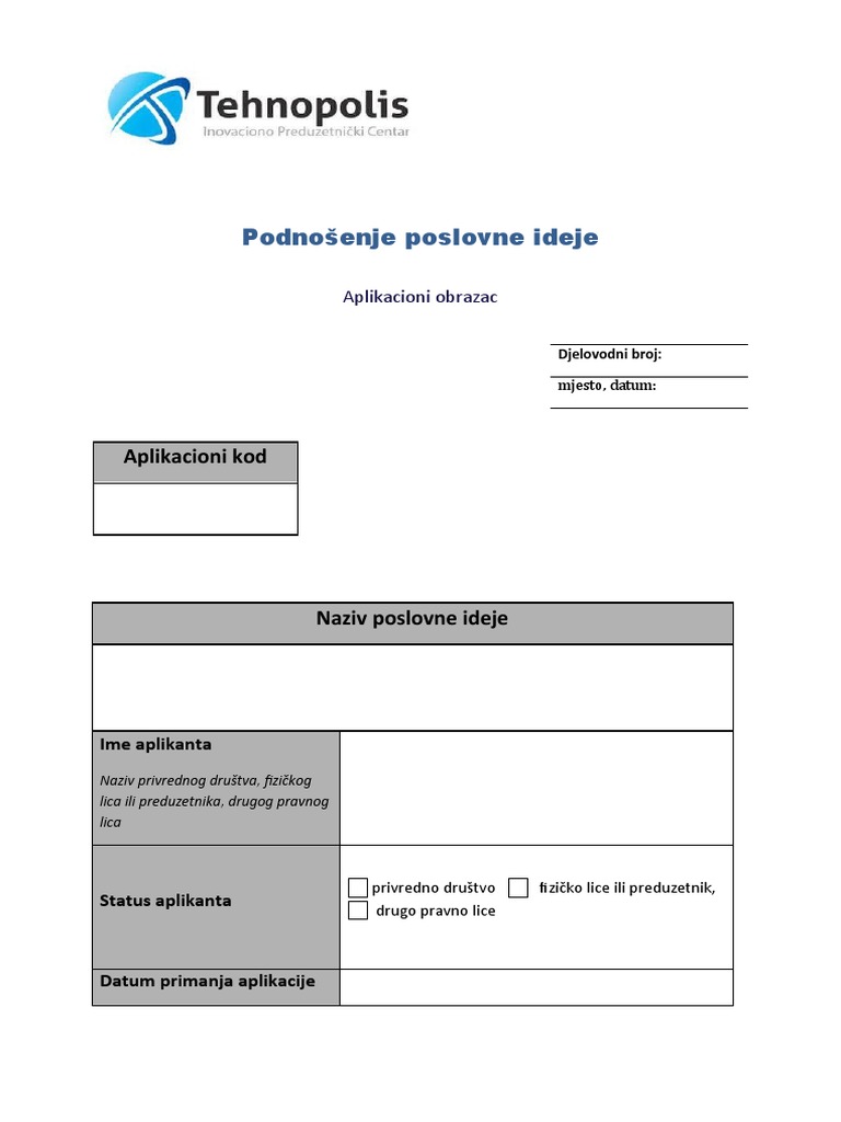 Aplikacioni Obrazac | PDF