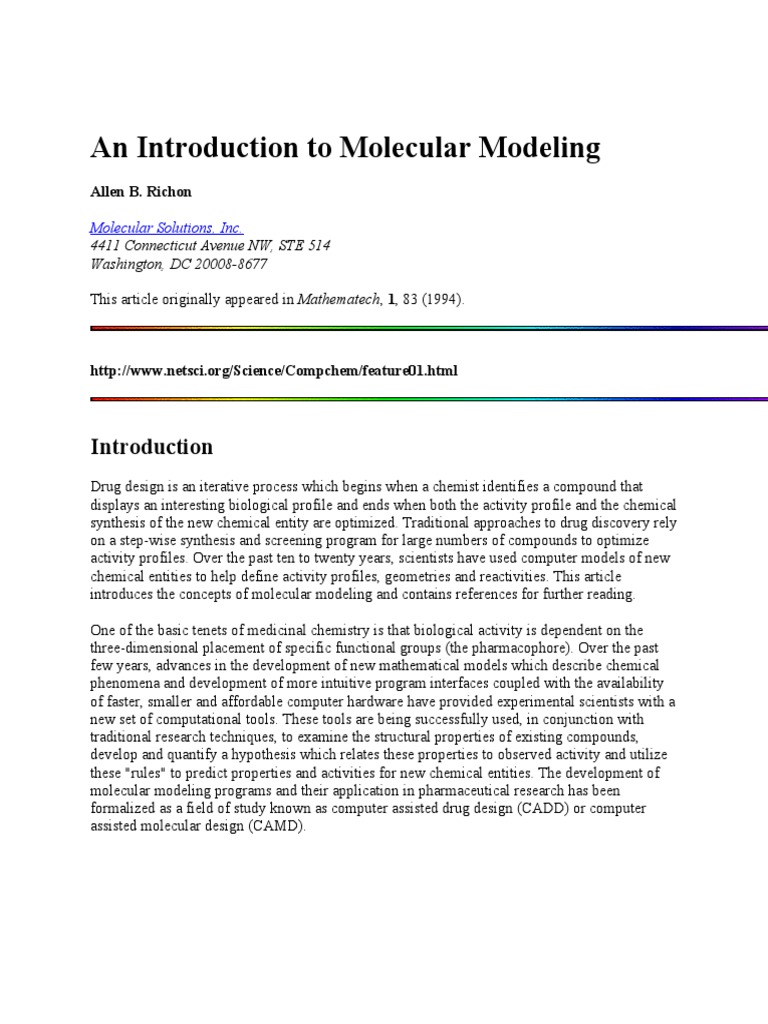 An Introduction To Molecular Modeling | PDF | Condensed Matter Physics ...