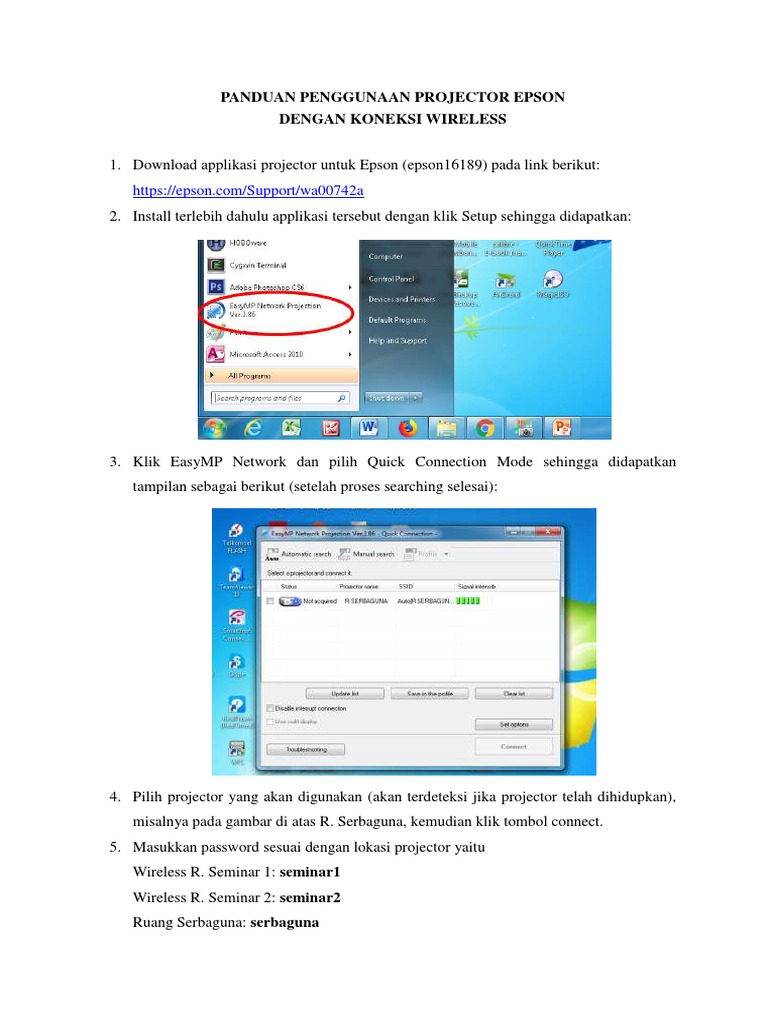 Panduan Penggunaan Projector Epson | PDF