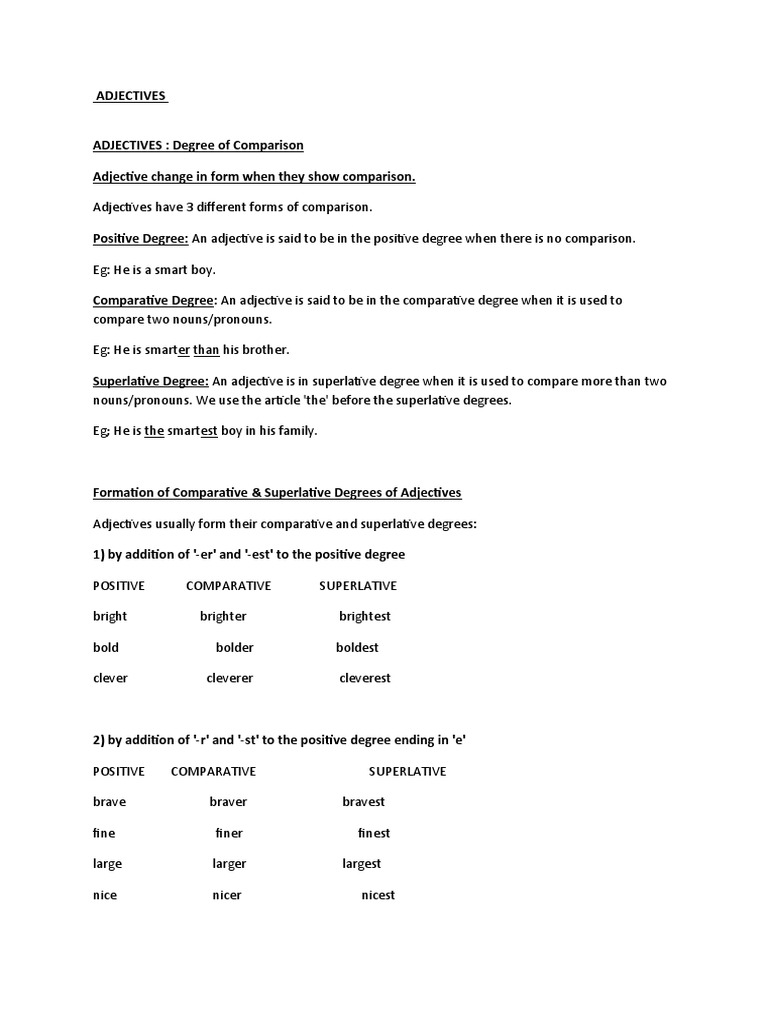 Understanding Adjective Comparison Forms | PDF | Adjective | Linguistics