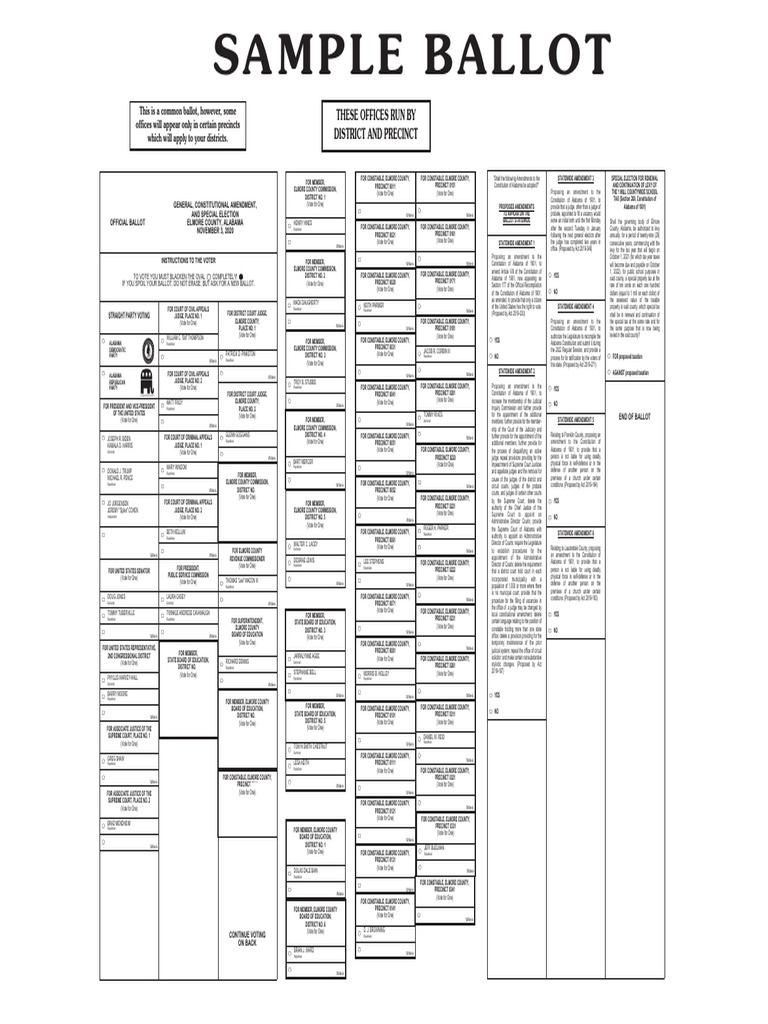 Elmore County Election Ballot 2020 | PDF | Alabama | Republican Party ...