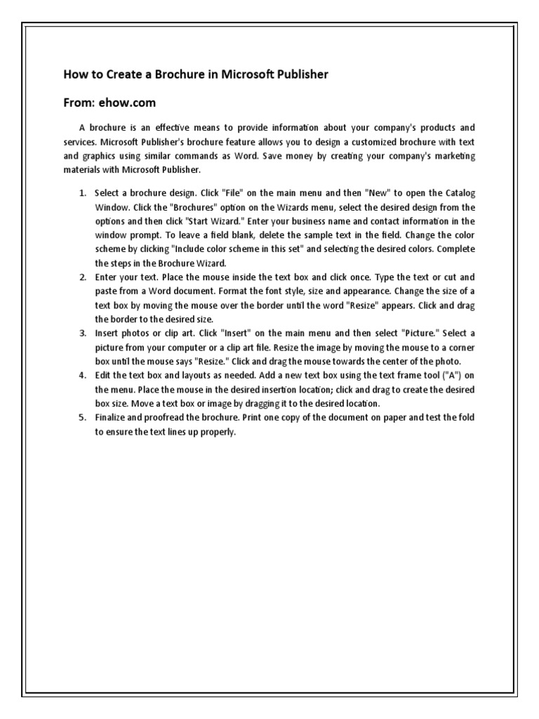 Creating Brochures in Microsoft Publisher | PDF | Window (Computing ...