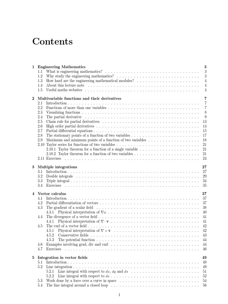 Multivariable Functions Fields and Vector Calculus Notes 2020 PDF ...
