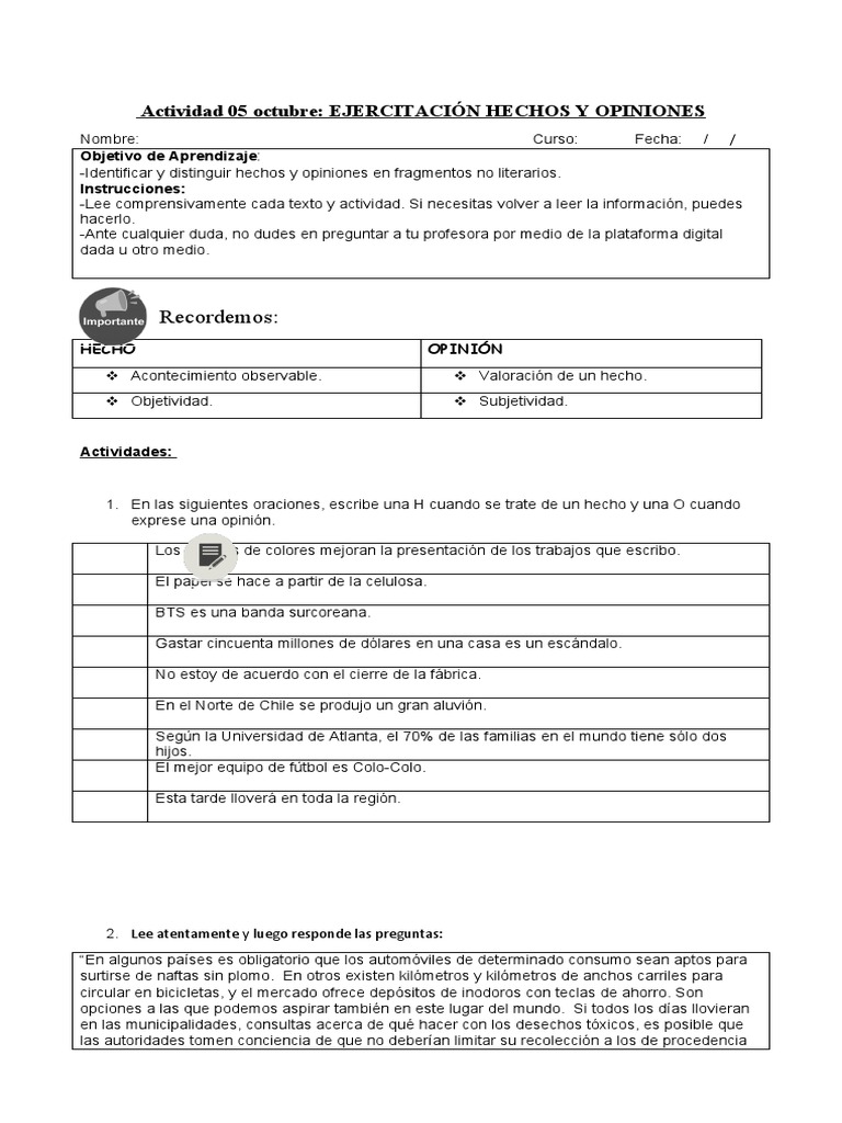 Hechos y Opiniones 7° | Descargar gratis PDF | Naturaleza