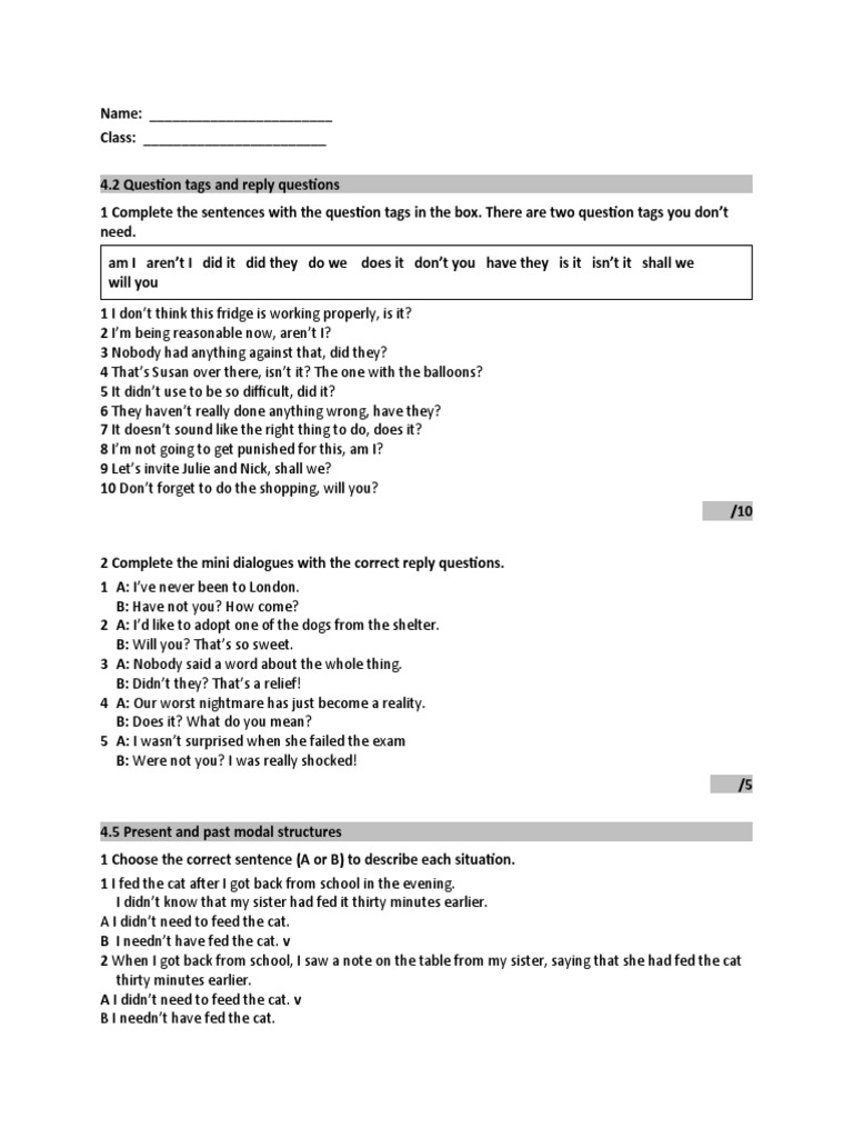 Question Tags and Modal Structures Guide | PDF | Question