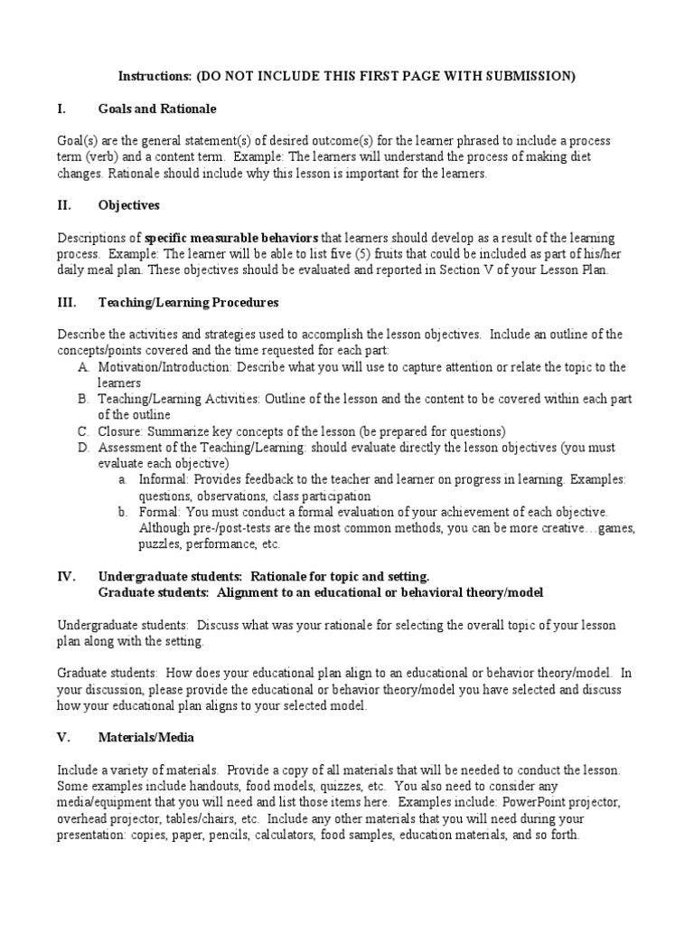 Health Promotion Lesson Plan Outline | PDF | Lesson Plan | Educational ...