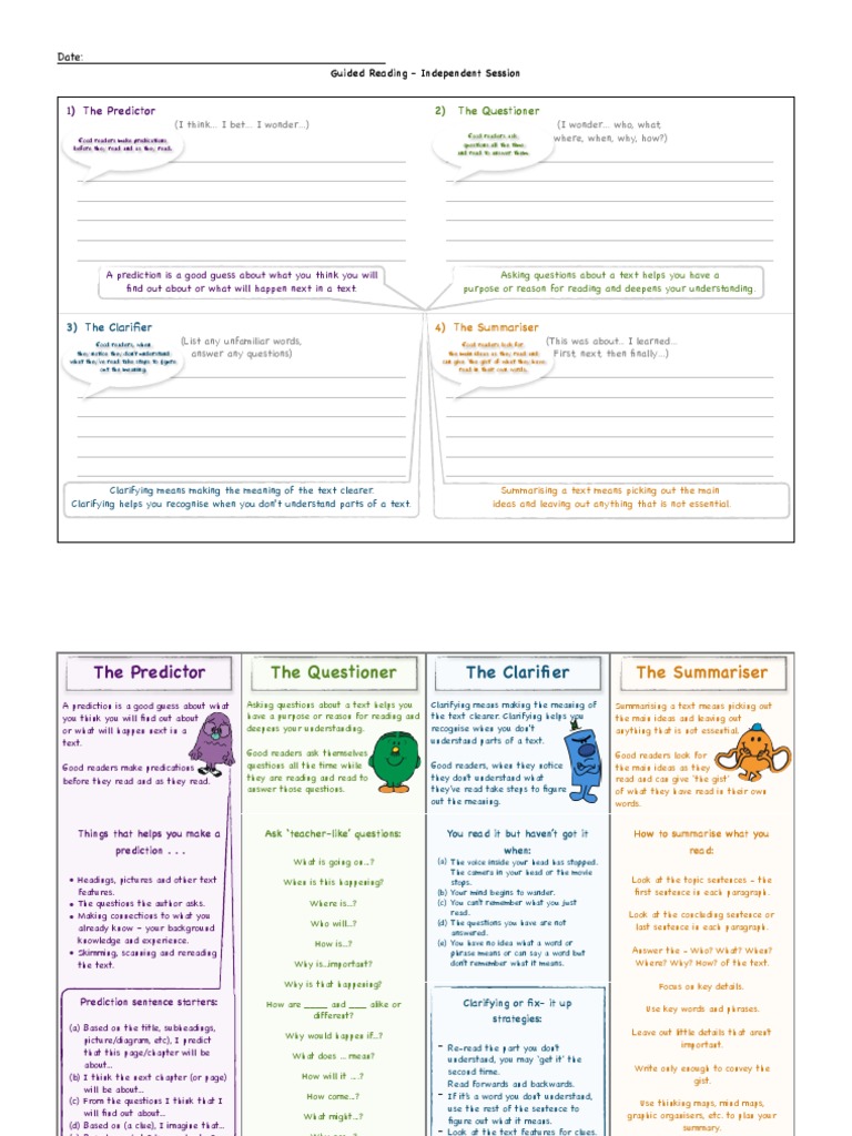 Guiding Good Readers: Making Predictions, Asking Questions, Clarifying ...