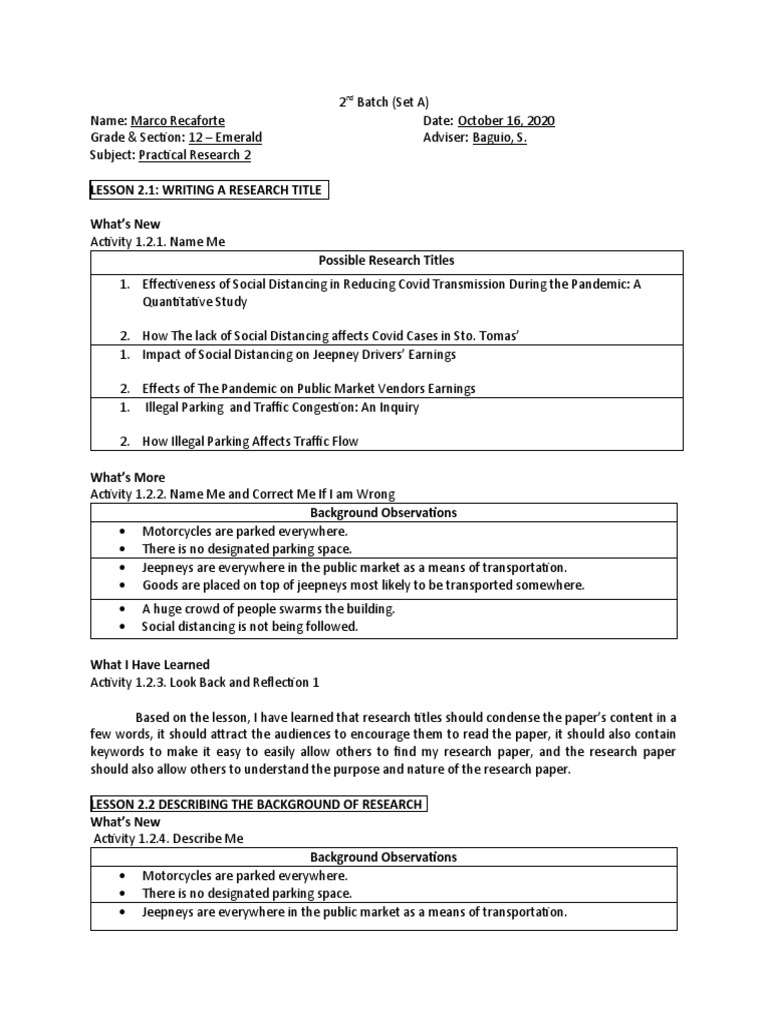 Recaforte, M. (Module 2 Research) | PDF | Parking | Traffic