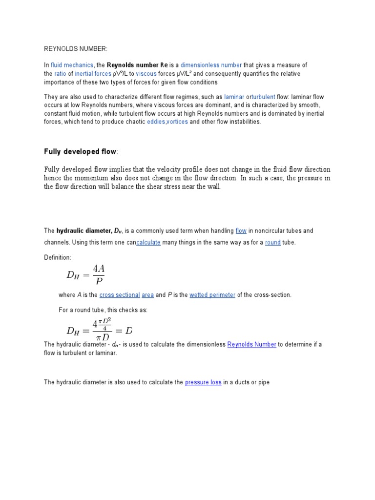 Fully Developed Flow:: Fluid Mechanics Dimensionless Number Ratio ...