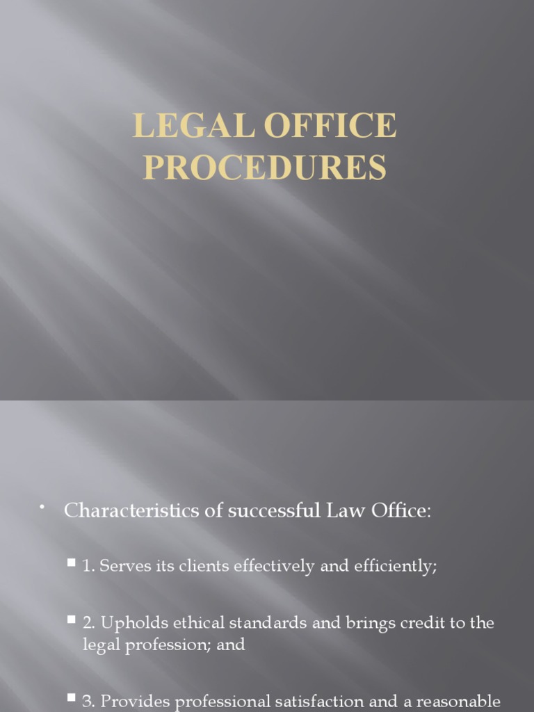 Legal Office Procedures 1 | PDF | Law Firm | Paralegal