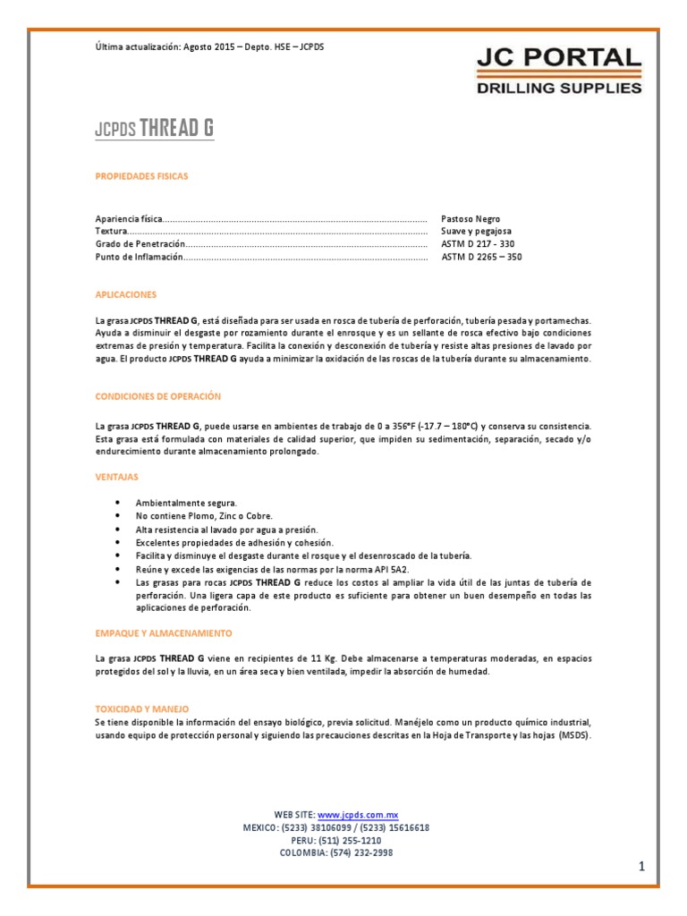 JCPDS Thread G PDF | PDF | Tubería (transporte de fluidos) | Agua