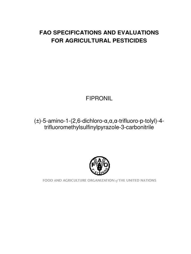 FAO Specifications for Fipronil Pesticide | PDF | Specification ...