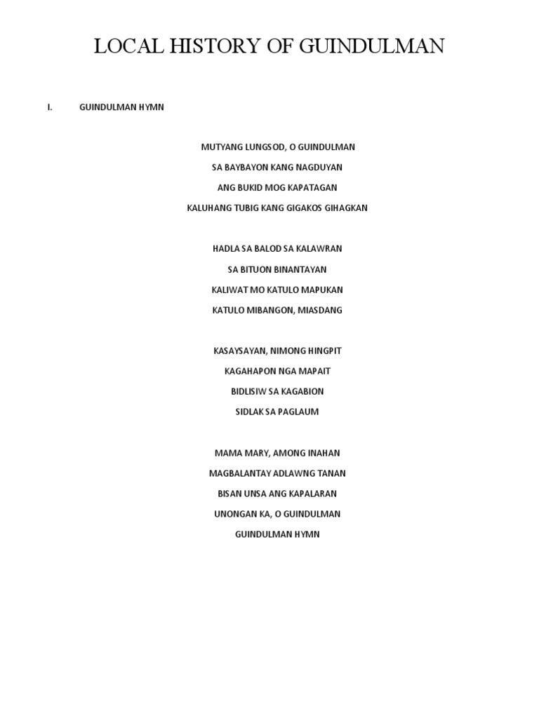 Local History of Guindulman-Compendium | PDF