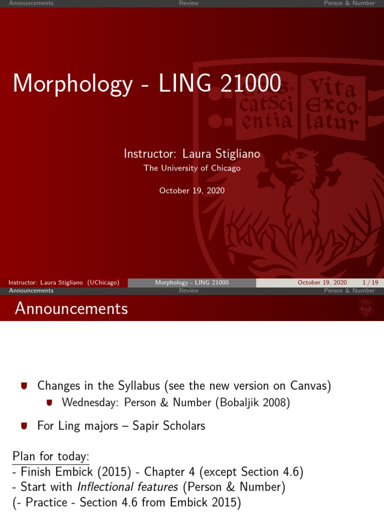 Morphology - LING 21000: Instructor: Laura Stigliano | PDF ...