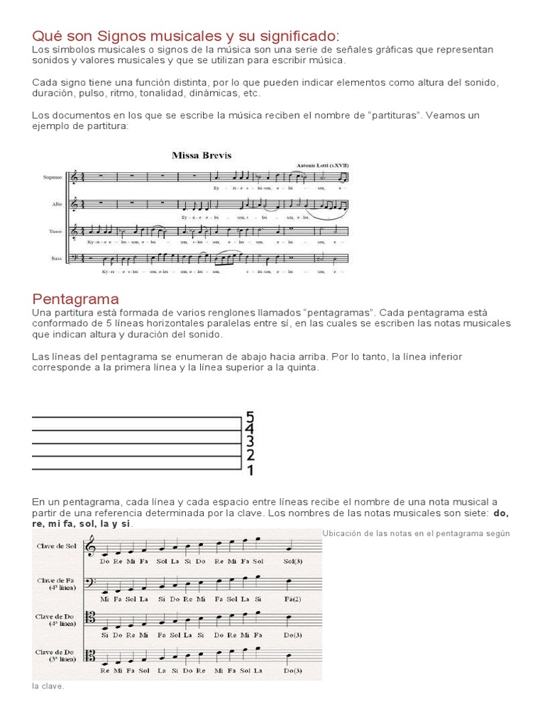 Signos Musicales | PDF | Clave | Composiciones Musicales