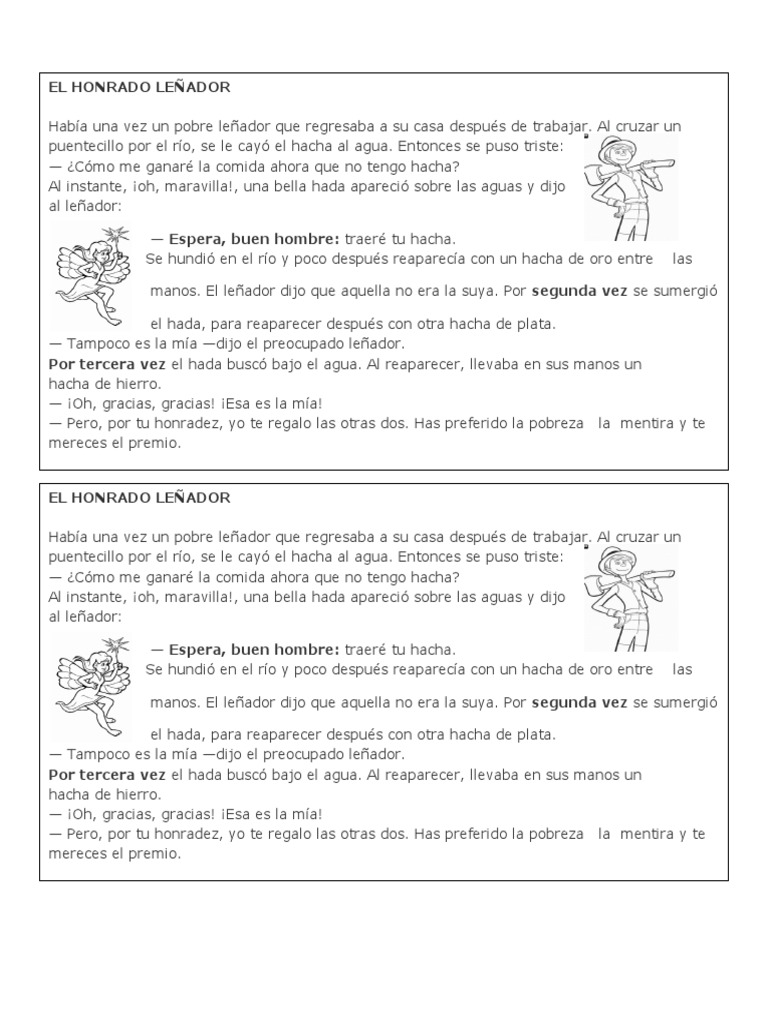 El Honrado Leñador: Cuento y Comprensión | PDF