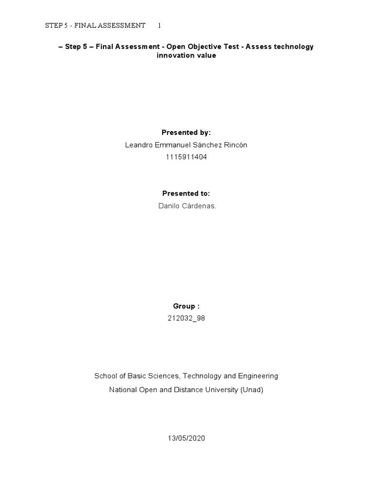 Final Assessment on Technology Innovation | PDF | Internet | Innovation